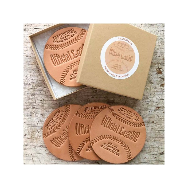 Set of 4 baseball Coasters HUNTINGTON Natural⎜Le Comptoir Americain