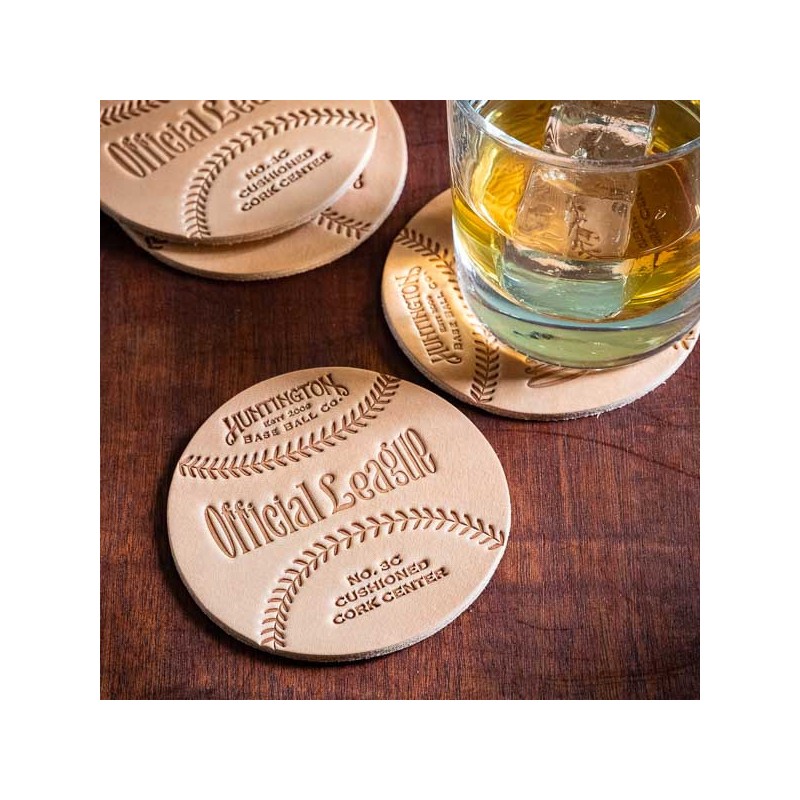 Set of 4 baseball Coasters HUNTINGTON Natural⎜Le Comptoir Americain