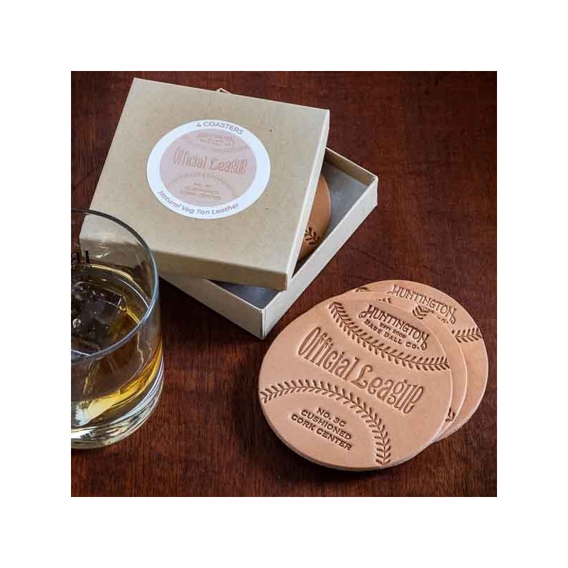 Set of 4 baseball Coasters HUNTINGTON Natural⎜Le Comptoir Americain