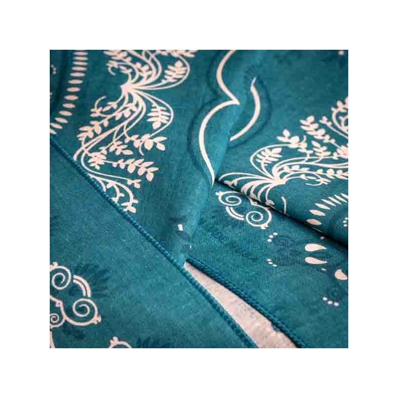 XL bandana in 100% mirage blue cotton, traditional flower pattern ...