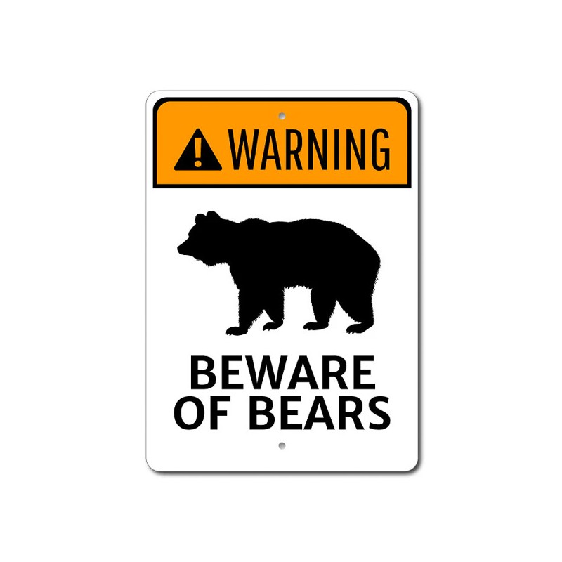WARNING Beware of Bears Metal Sign - made in USA